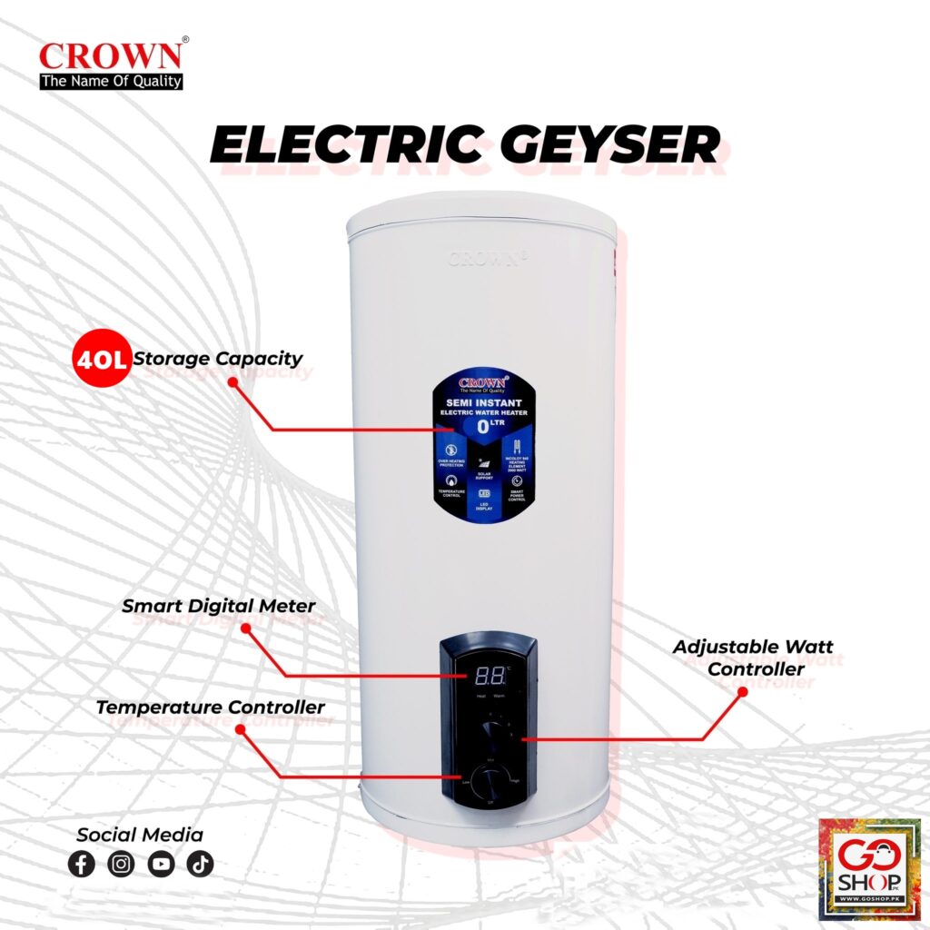 Crown Electric Geyser CR-EG12G (40Ltr) Electric Water Heater Price In ...