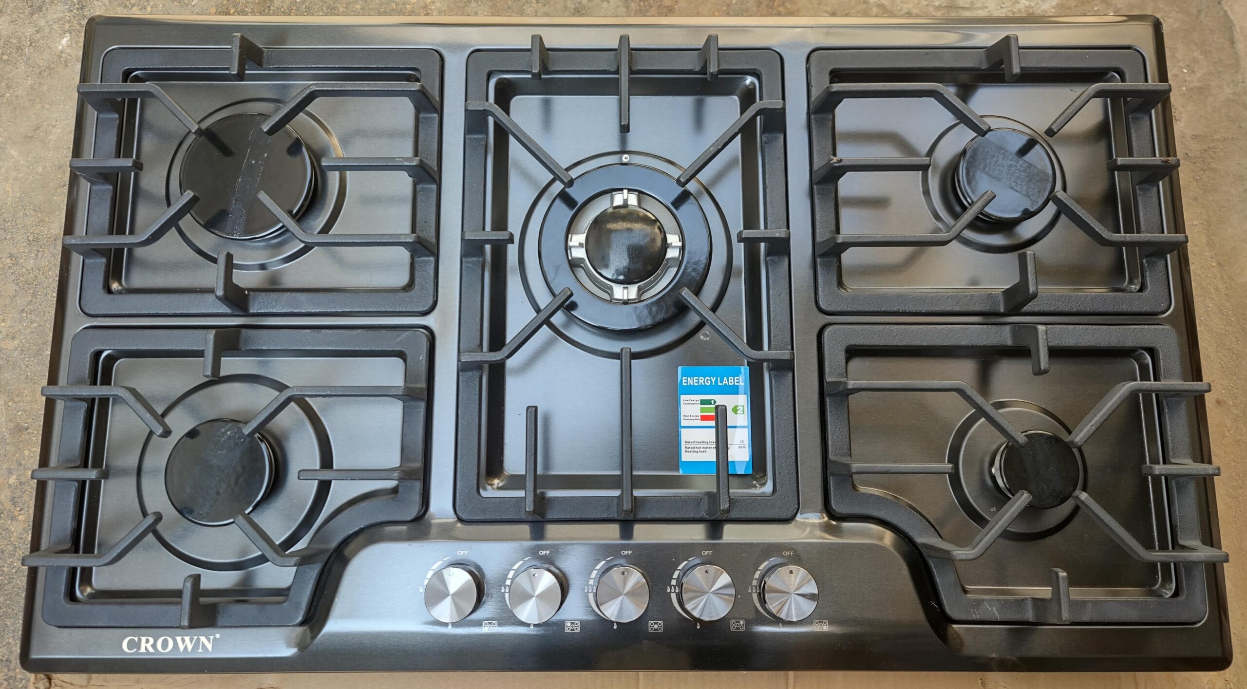 Crown Gas Built-in Hob CR-1B (5 Burner) Stainless Steel - Black Price ...